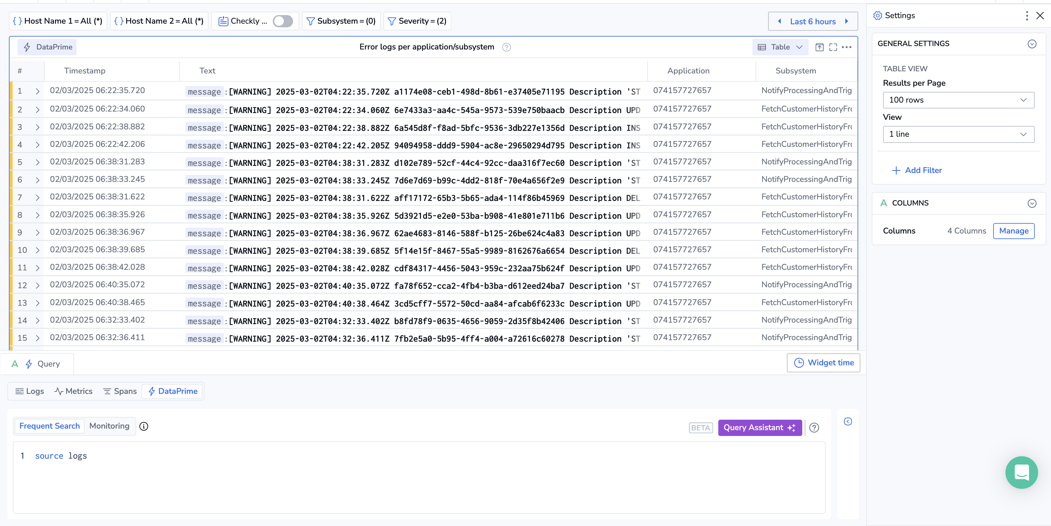 Data Tables - Coralogix Docs